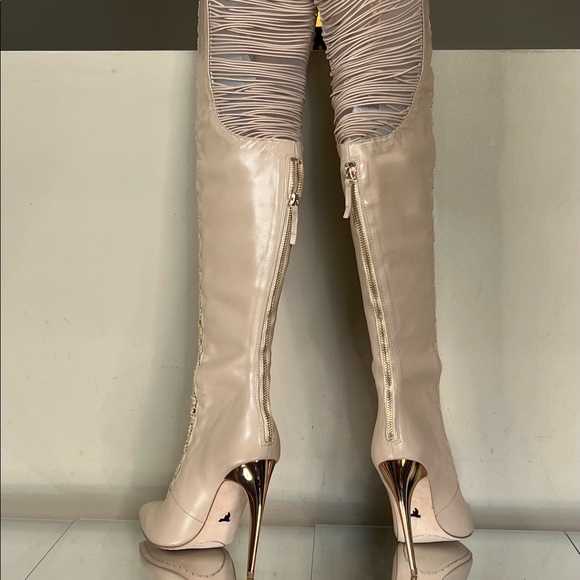 Emily B | Shoes | Emily B Leather Crochet Thigh High Boots | Poshmark